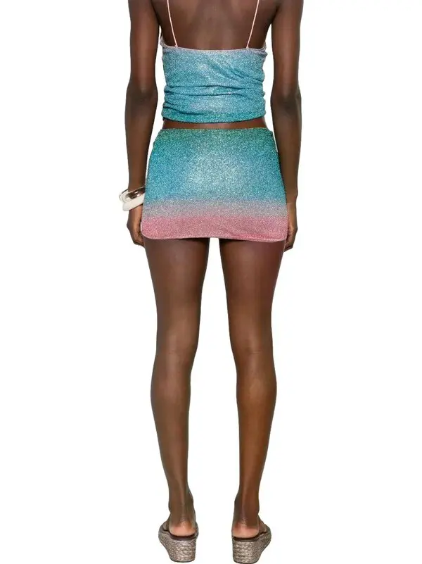 Oseree Lumière Lurex Mini Beach Skirt - Blue