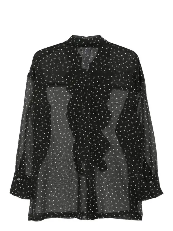 P.a.r.o.s.h Star Print Ruffled Shirt - Black