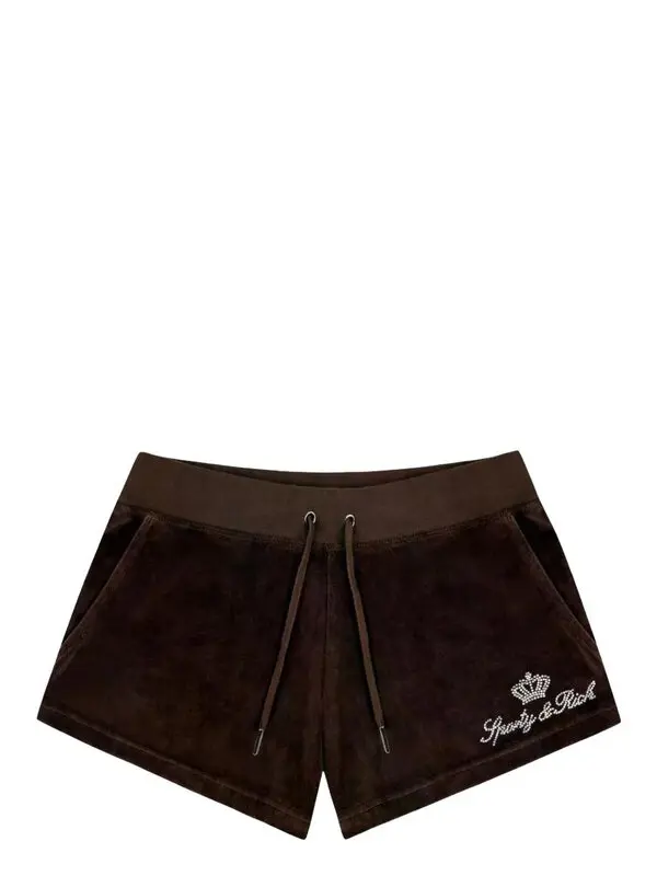 Juicy Couture Crystal-embellished Velour Shorts - Brown