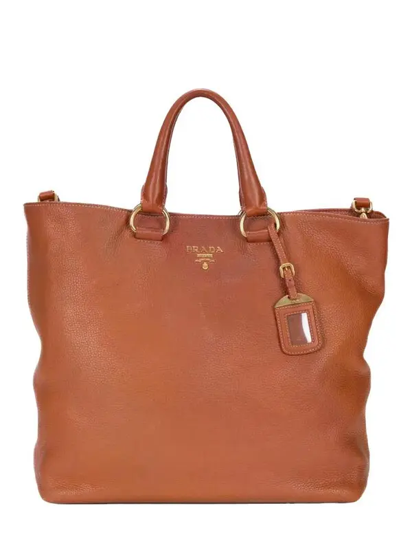 Prada Leather Tote Bag - Brown