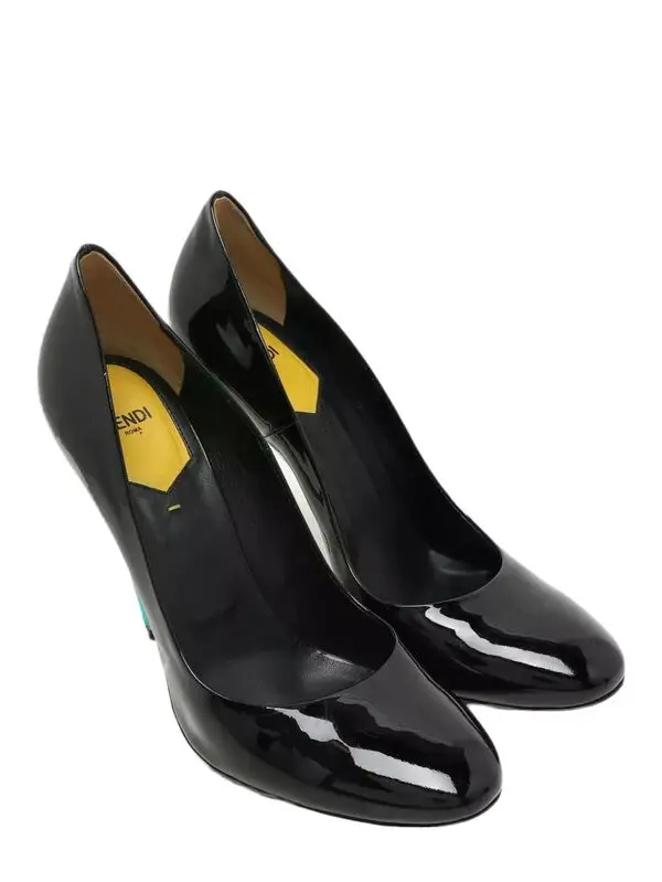 Fendi Patent Sculptural Heel Pumps - Black