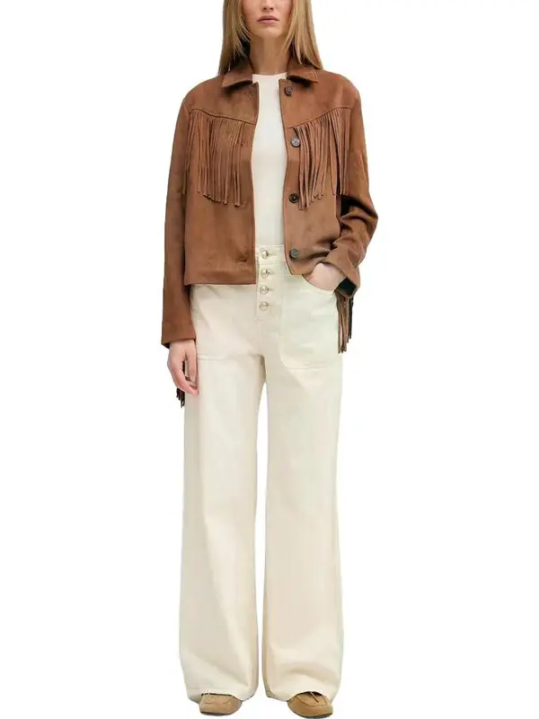 Dkny Fringe Detailing Jacket - Brown