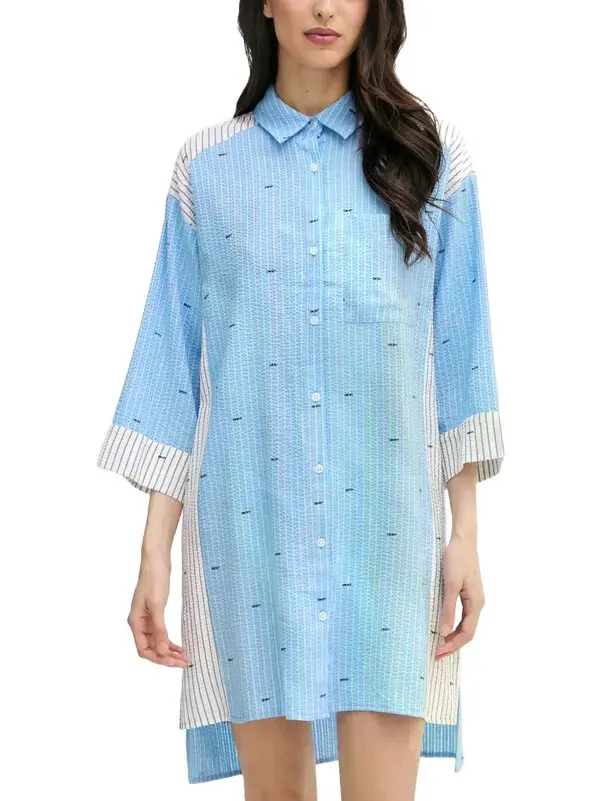 Dkny Panelled Logo-print Nightdress - Blue