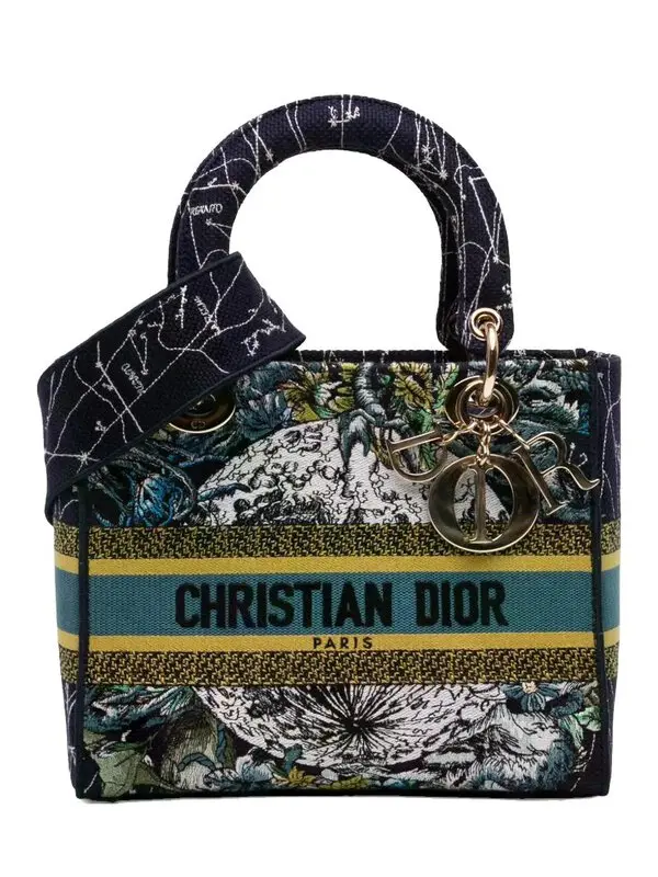 Dior Medium Embroidered Canvas Zodiac Lady D Lite Satchel - Blue