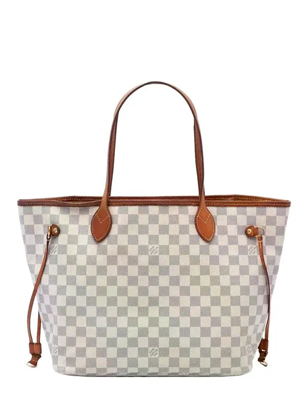 LOUIS VUITTON Damier Azur Neverfull Mm Tote Bag - White