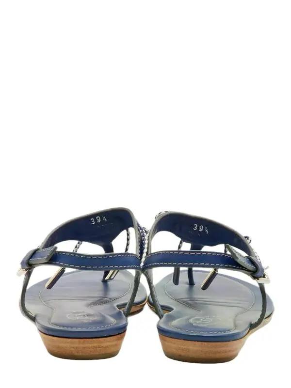 TOD'S T-strap Flat Sandals With Bow Detailing And Slingback Strap - Blue