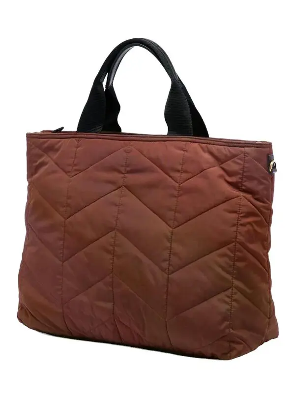 Prada Quilted Nylon Satchel - Brown