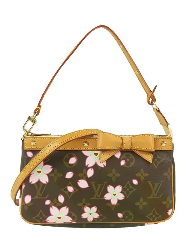 LOUIS VUITTON Monogram Cherry Blossom Pochette Accessoires Shoulder Bag - Brown