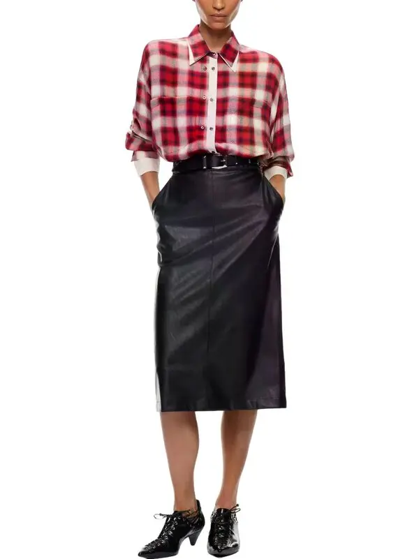 Pinko Oversized Check Pattern Shirt - Red