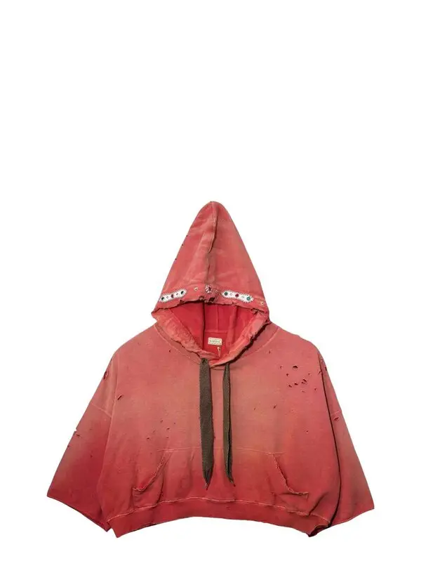 Kapital Distressed Devil Studded Hoodie - Red