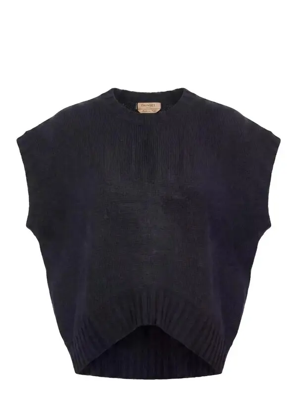 TWINSET Ribbed Knit Sleeveless Sweater - Blue