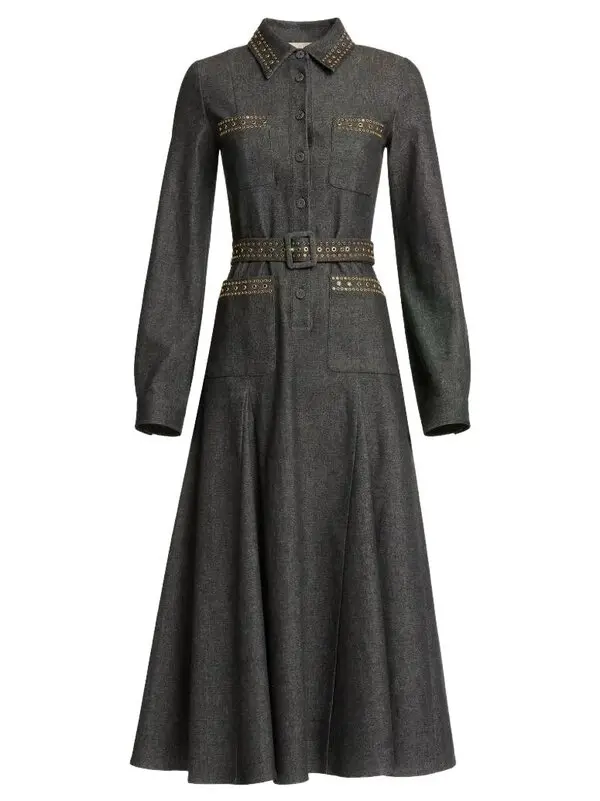 Elie Saab Midi Dress With Stud Embellishments - Blue