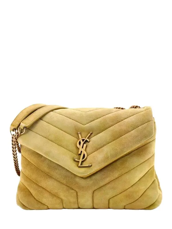 Saint Laurent Small Loulou Matelasse Chevron Suede Shoulder Bag - Yellow