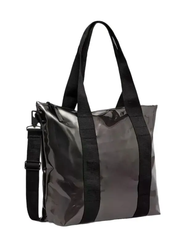 Rains Glossy Finish Tote Bag With Adjustable Shoulder Strap - Grey