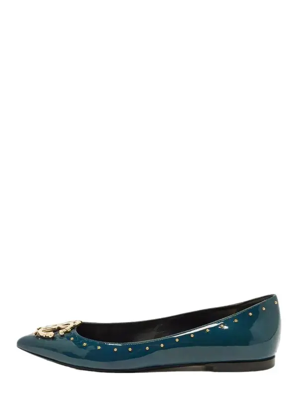 Roberto Cavalli Pointed-toe Pumps With Gold-tone Logo Plaque - Blue