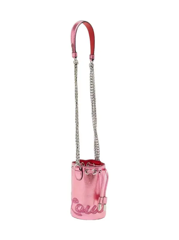 CHRISTIAN LOUBOUTIN Marie Jane Embroidered Bucket Bag - Pink