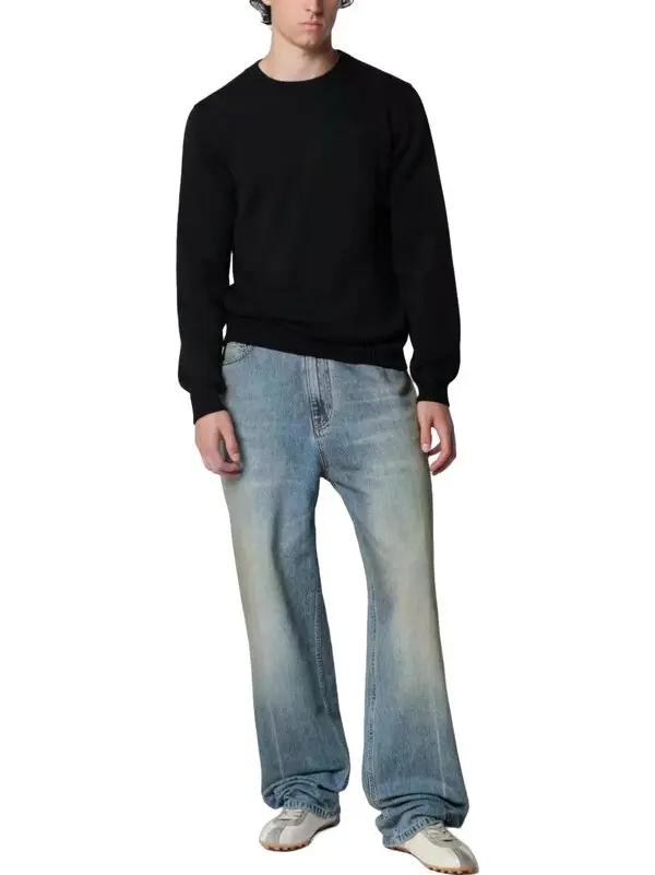 ROBERTO COLLINA Ribbed Knit Crew Neck Sweater - Black