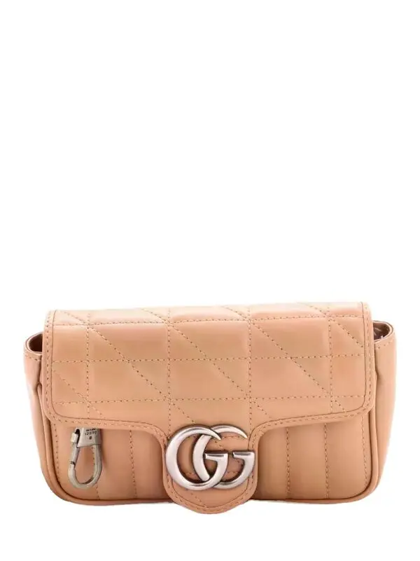 Gucci Gg Marmont Flap Bag Mixed Matelassé Leather Super Mini Crossbody Bag - Neutrals