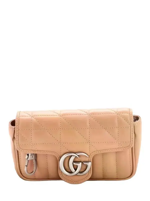 Gucci Gg Marmont Flap Bag Mixed Matelassé Leather Super Mini Crossbody Bag - Neutrals