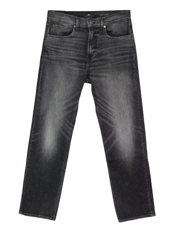 7 For All Mankind Straight Leg Faded Effect Jeans - Black