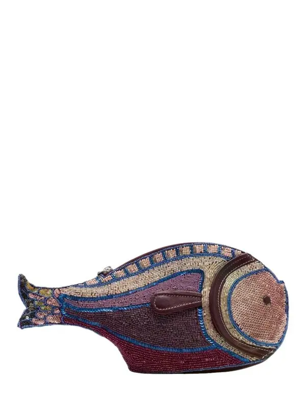 Staud Beaded Fish Clutch Bag - Purple
