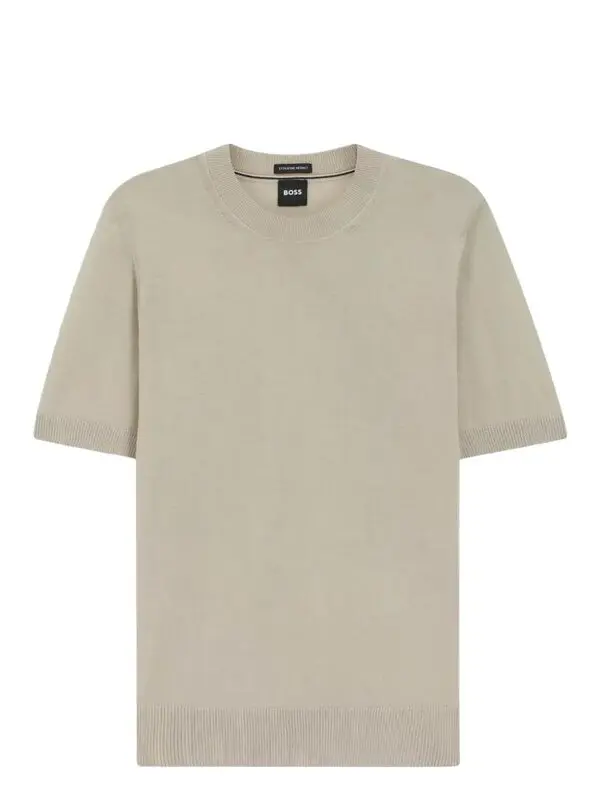 BOSS Short-sleeve Virgin-wool T-shirt - Neutrals