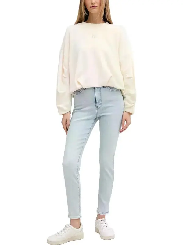 Dkny Rhinestone Logo Crew Neck Sweatshirt - Neutrals