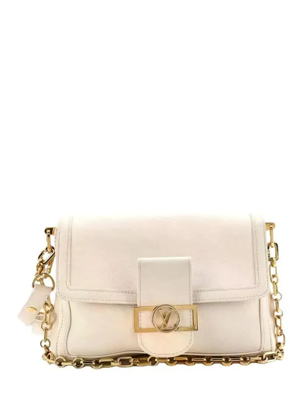 LOUIS VUITTON Dauphine Soft Calfskin Gm Shoulder Bag - White