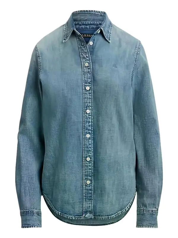 Ralph Lauren Logo Embroidered Denim Shirt - Blue