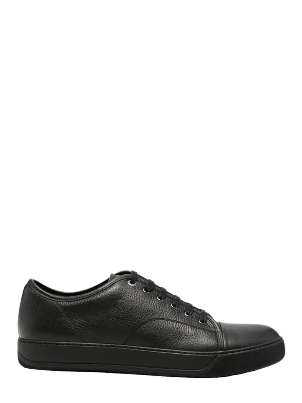 LANVIN Grained Leather Lace-up Sneakers - Black