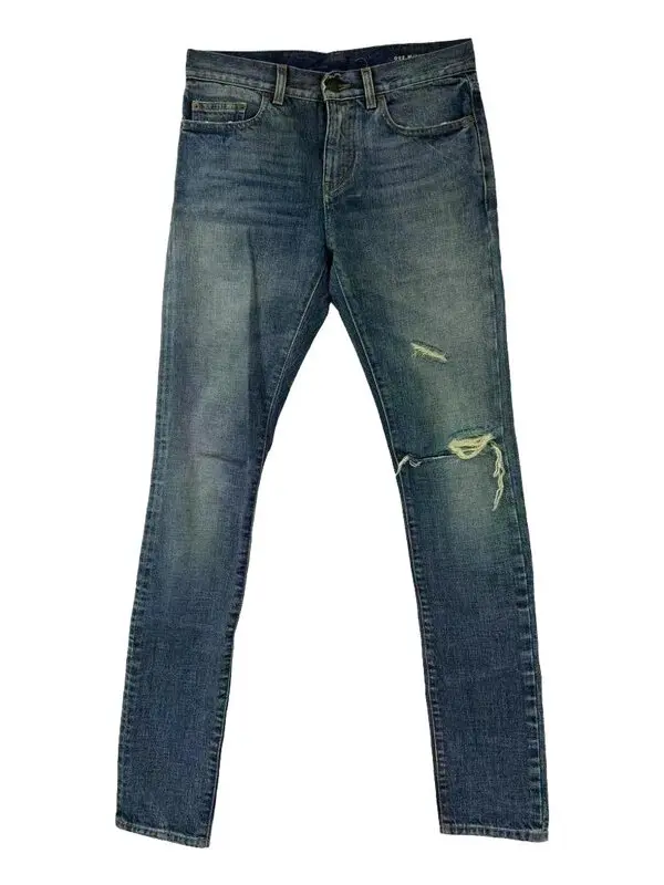 Saint Laurent Ripped Slim-fit Jeans - Blue