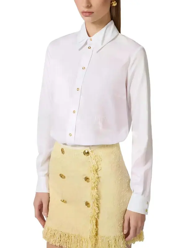 Elisabetta Franchi Logo Embroidered Double Collar Shirt - White
