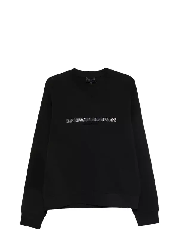 Emporio Armani Logo Print Cotton Sweatshirt - Black