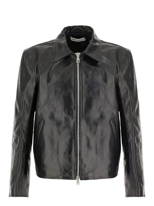 Our Legacy Zip-up Leather Jacket - Black