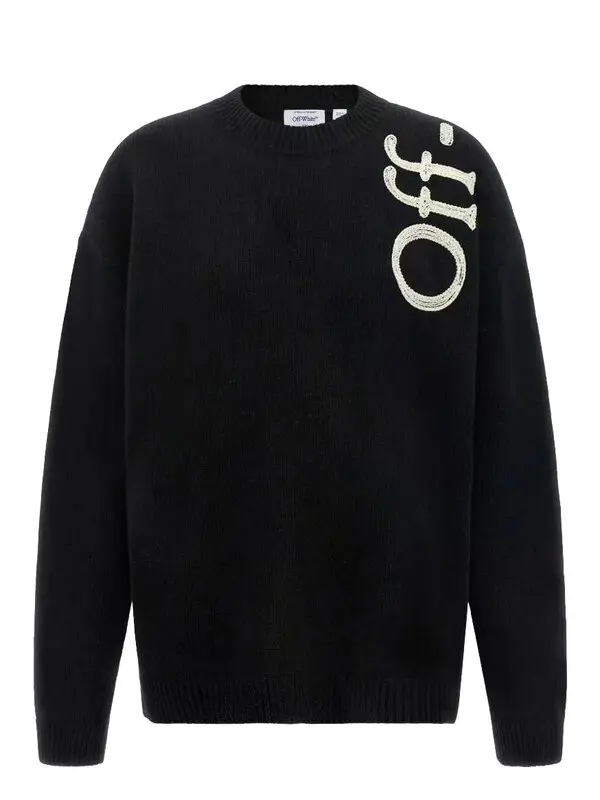 Off-White Embroidered Crew Neck Sweater - Black