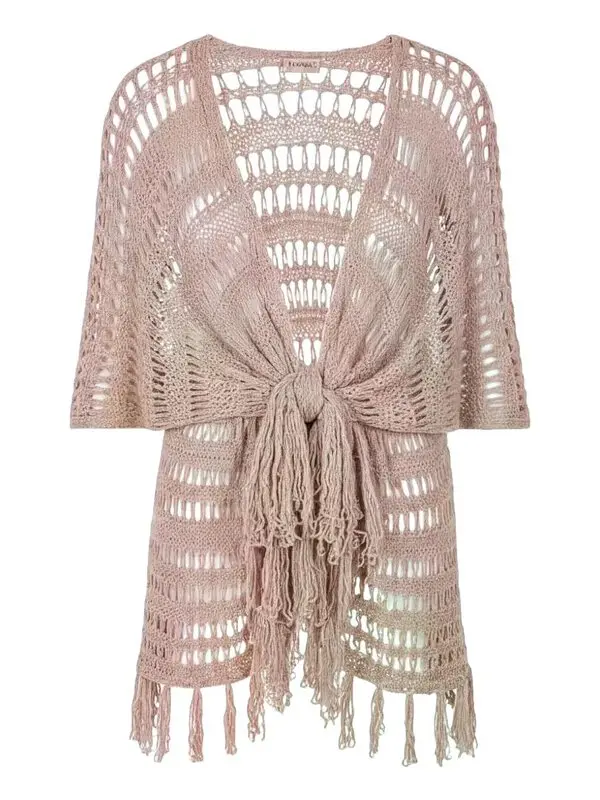 TWINSET Open-knit Poncho With Fringe Detail - Pink