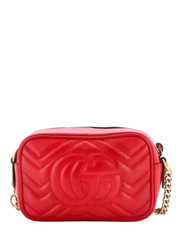 Gucci Matelassé Leather Mini Shoulder Bag - Red