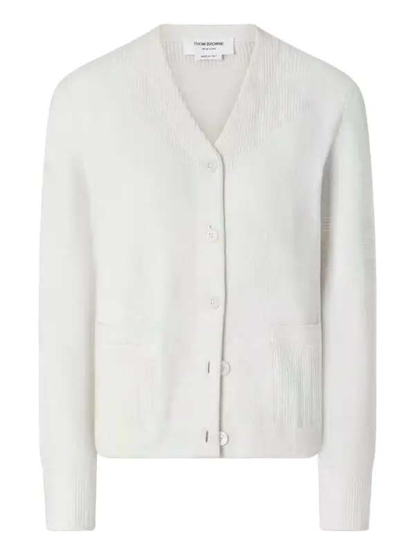Thom Browne 4-bar Trompe L'oeil Cardigan - White