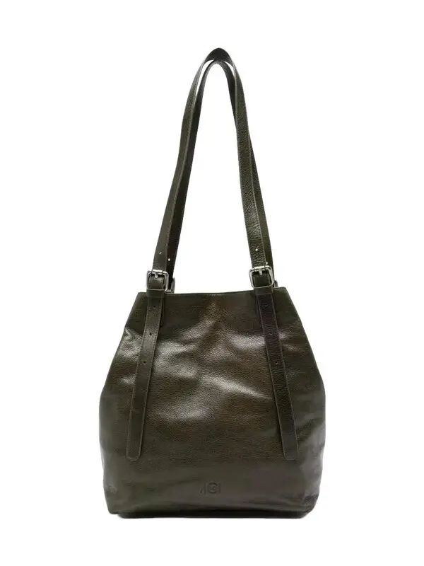 AUTENTICA 504 Leather Shoulder Bag With Buckle Detail - Green