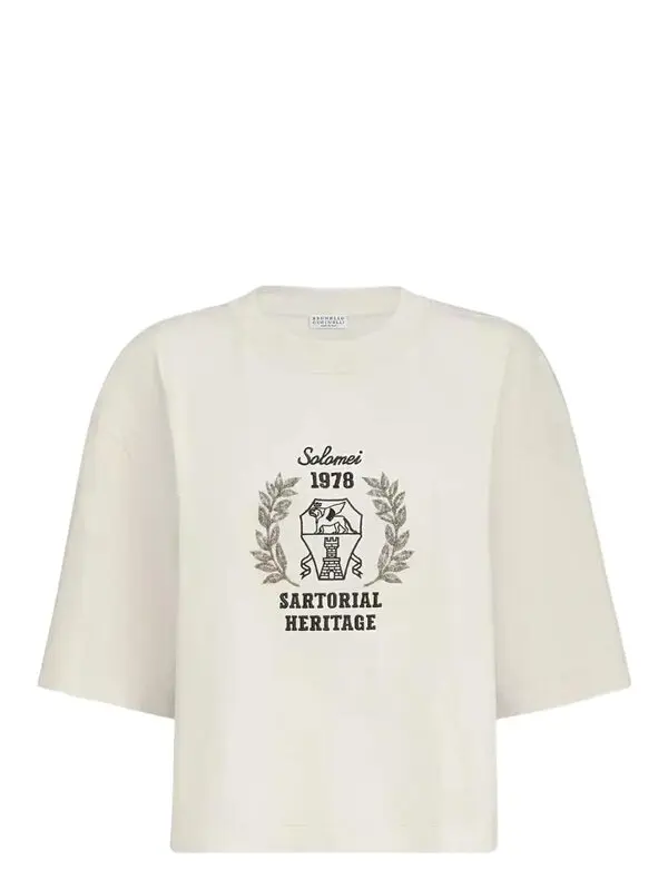 Brunello Cucinelli Cotton Jersey T-shirt With Embroidery - Neutrals