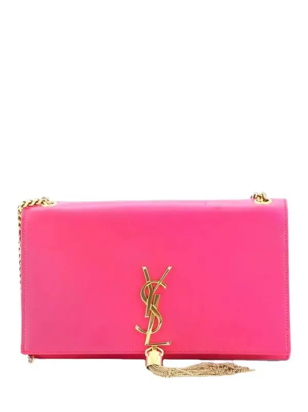Saint Laurent Classic Monogram Tassel Leather Medium Crossbody Bag - Pink