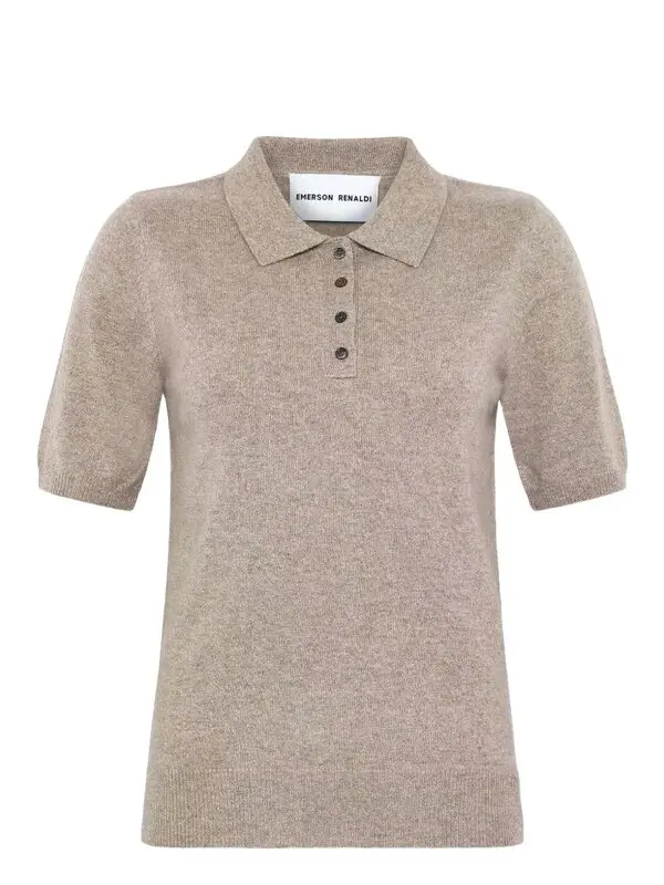 EMERSON RENALDI Knitted Polo Top - Neutrals
