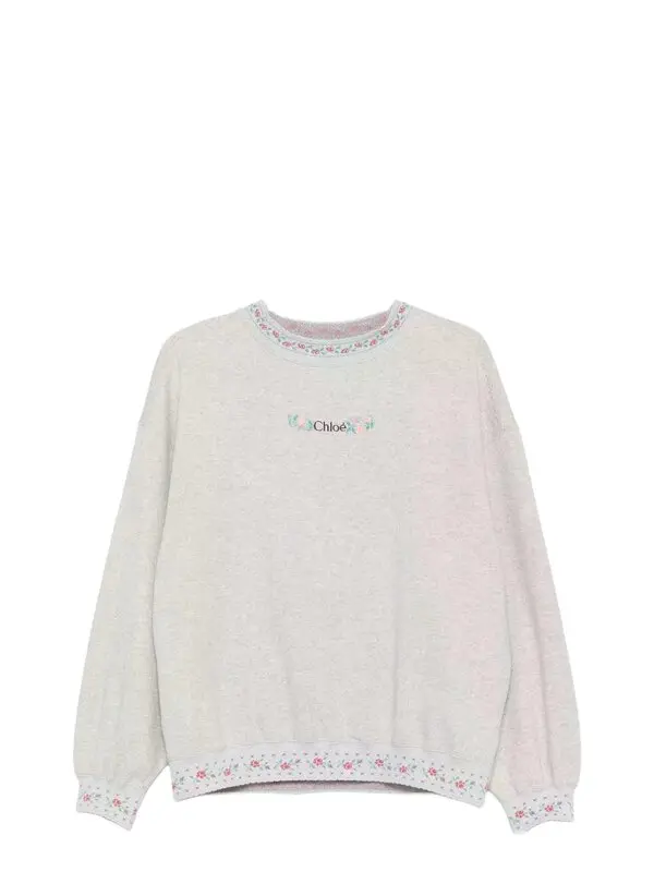 Chloé Floral Embroidered Crewneck Sweatshirt - Grey