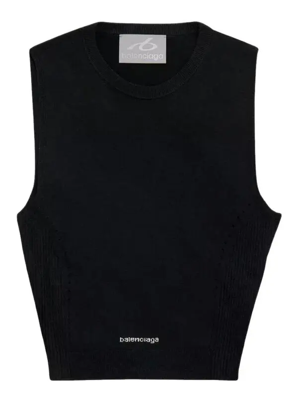 Balenciaga Cropped Tank Top - Black