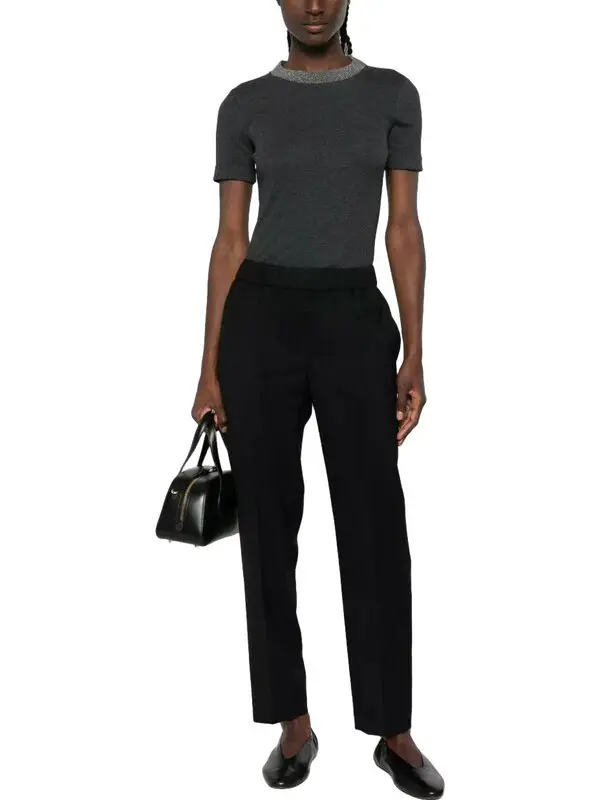 Peserico Elasticated Waistband Pressed-crease Trousers - Black