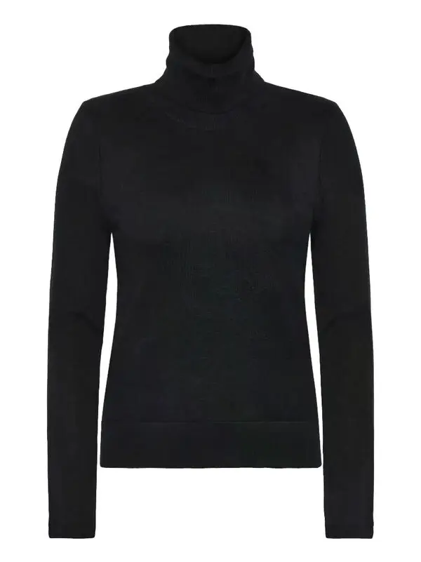 EMERSON RENALDI Fine Knit Roll Neck Long Sleeve Sweater - Black