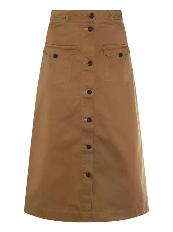 Saint Laurent Button-front Midi Skirt - Neutrals