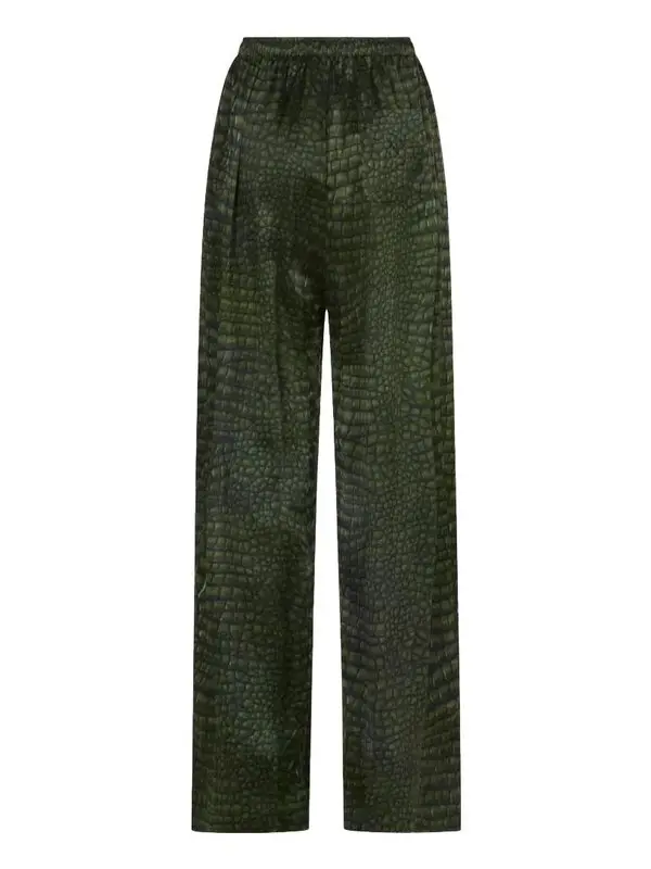 Balenciaga Crocodile-effect Wide-leg Trousers - Green