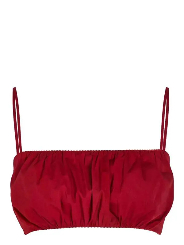 Staud Fiore Gathered Spaghetti-strap Top - Red