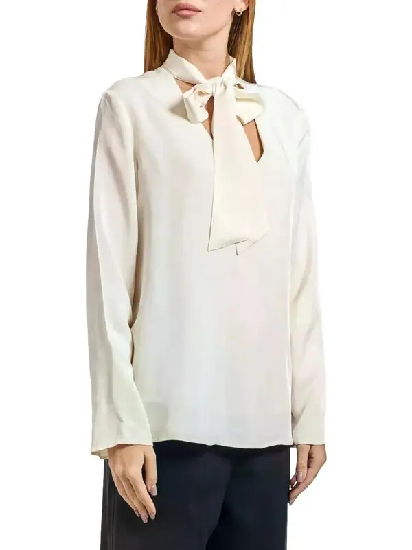 Armani Exchange Satin Finish Pussy-bow Blouse - Neutrals